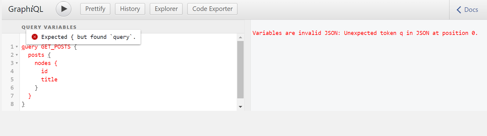 Variables Are Invalid Json · Issue 31 · Wp Graphqlwp Graphiql · Github