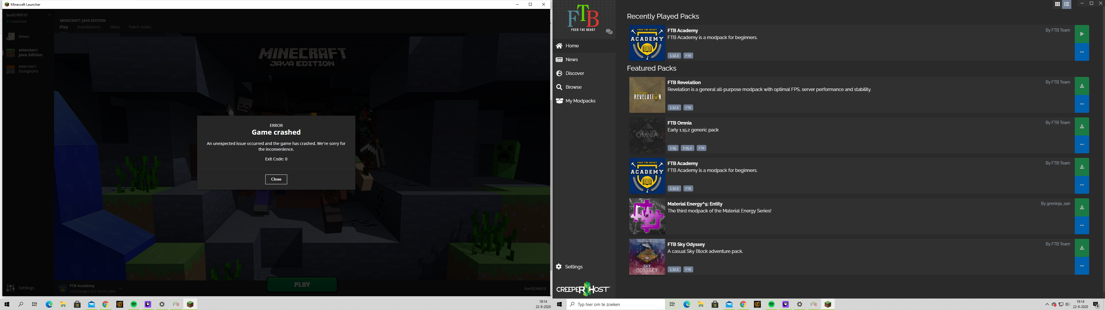the modpack crashed if i try to start up the modpack · Issue #334 ...