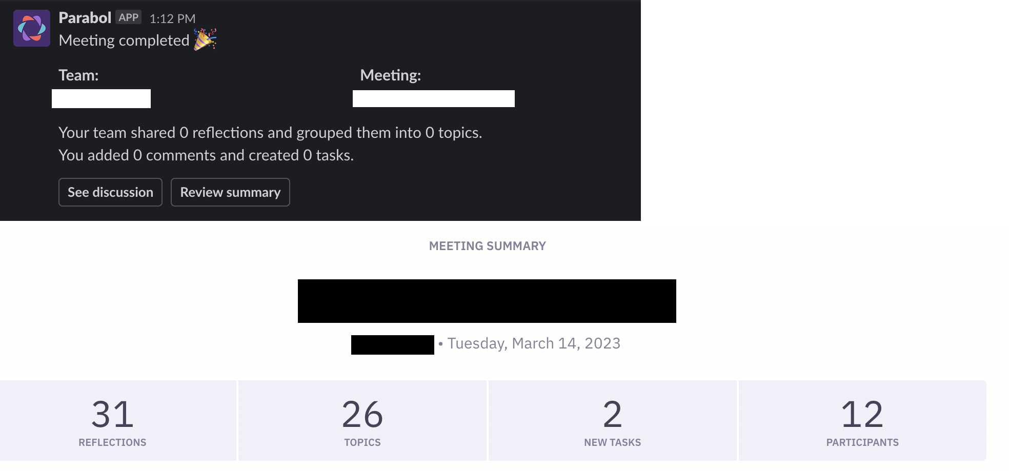 Meeting completed slack notification missing meeting details · Issue #7674 · ParabolInc/parabol ...