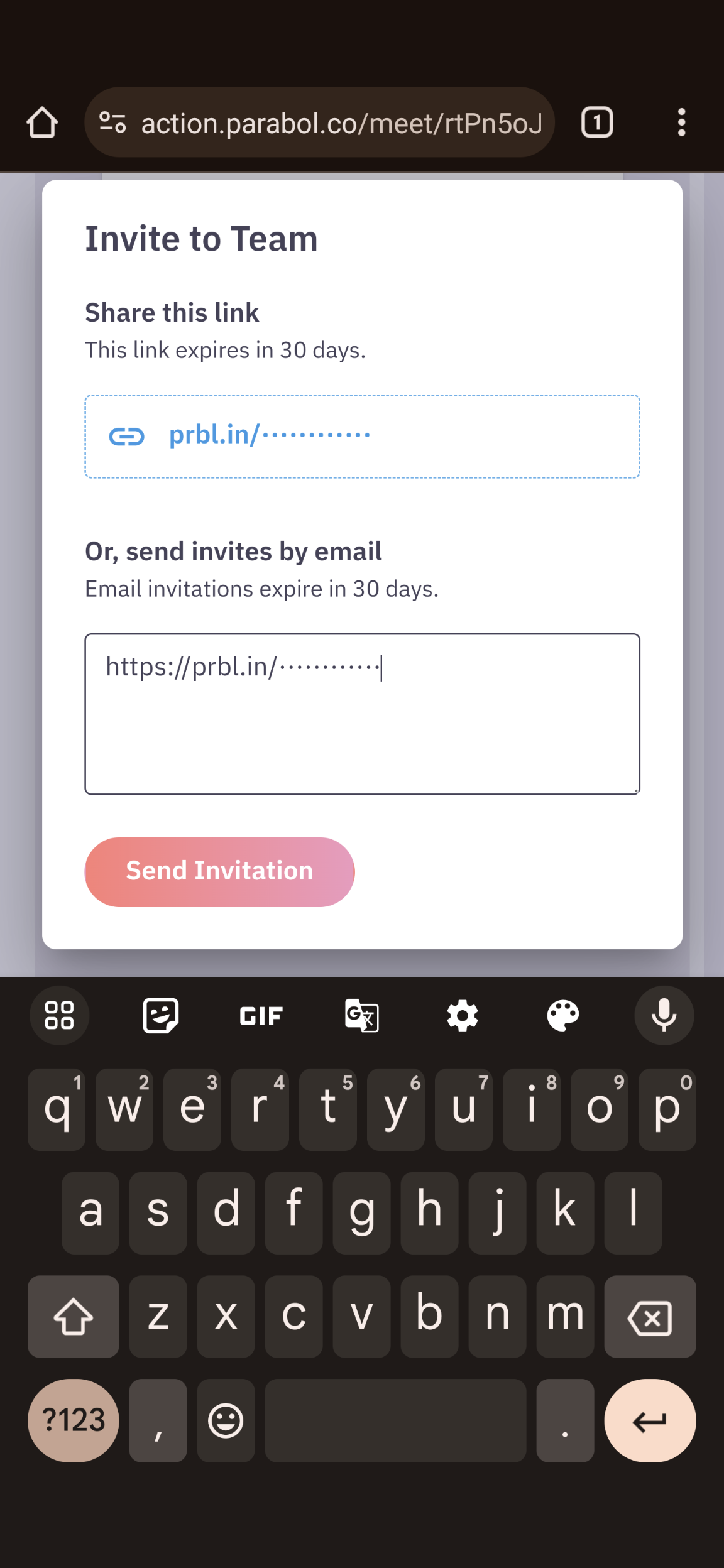 Invite link on mobile sometimes displays ..... for invite link stub · Issue #9062 · ParabolInc ...