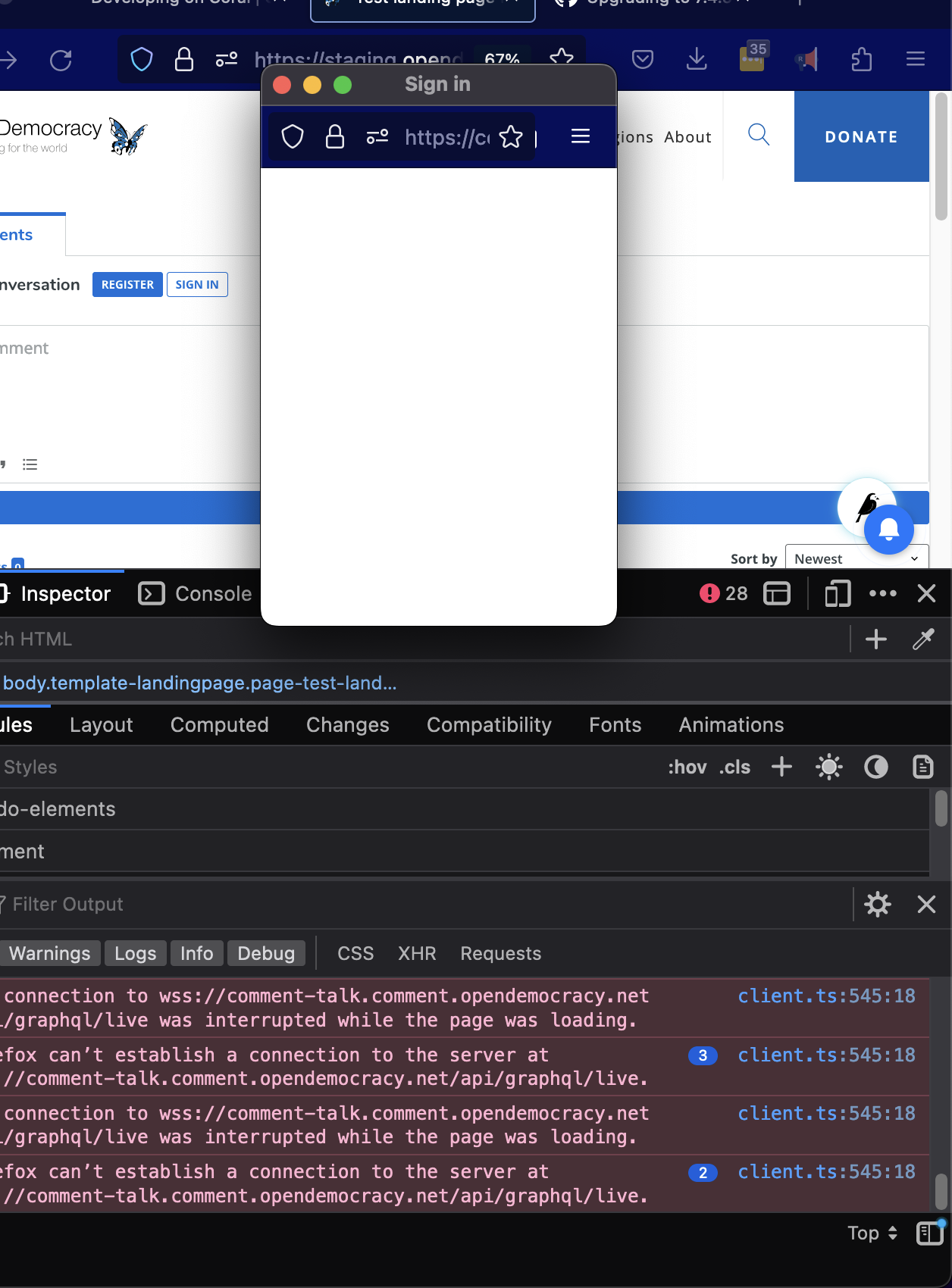 Login/register attempts have no effect on front-end · Issue #4146 · coralproject/talk · GitHub