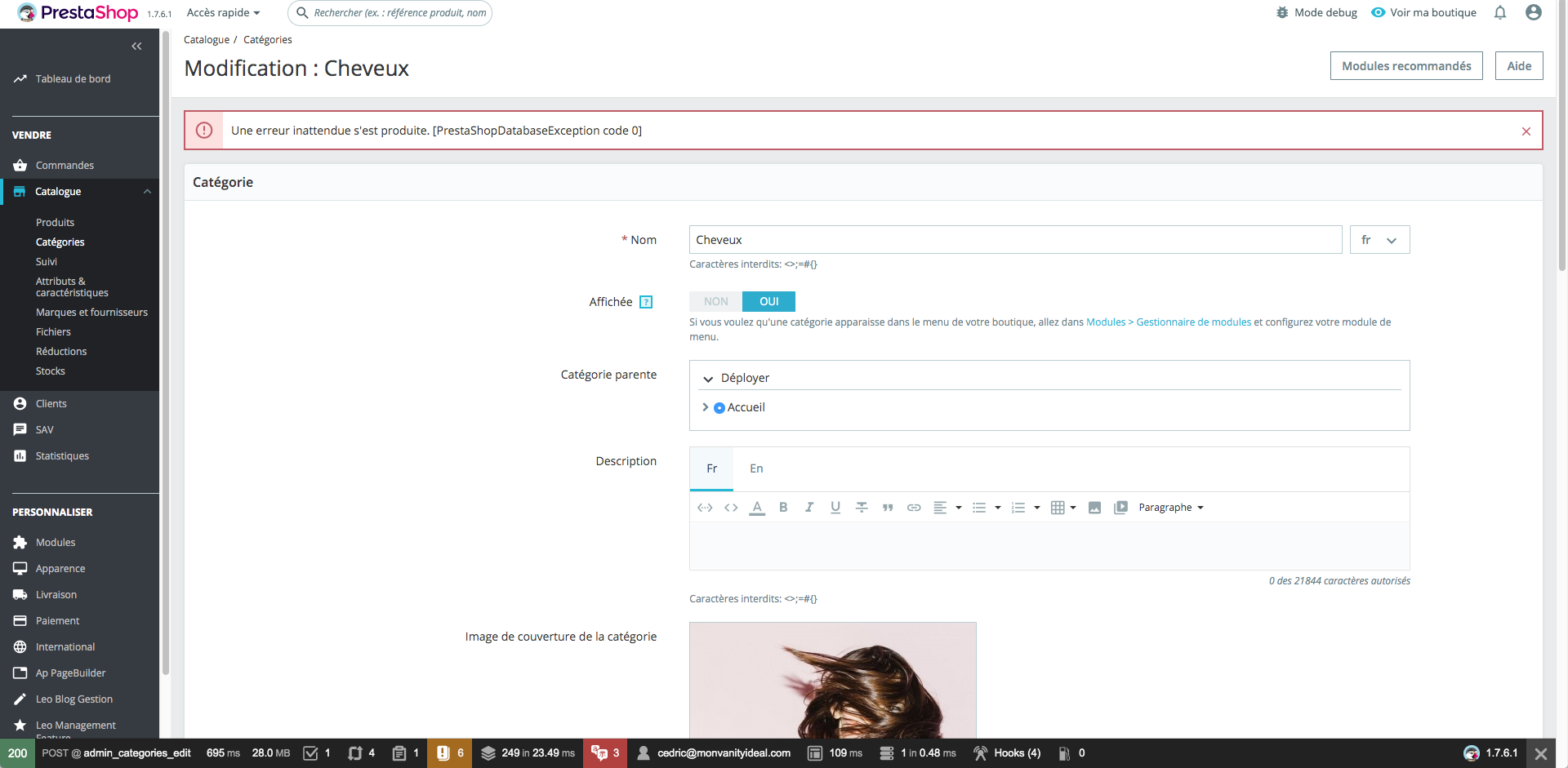 Prestashop 1761 Prestashopdatabaseexception Code 0 In Admin Categories · Issue 16082 
