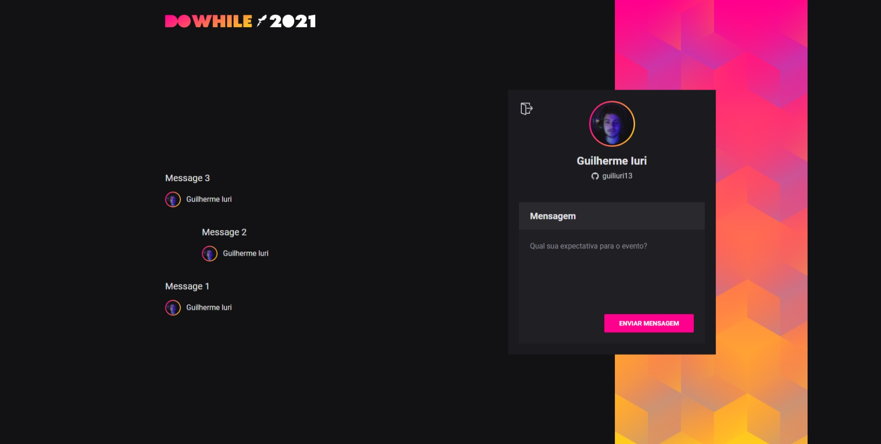 Github Guiliuri13 Nlw Heat Reactjs Web This Is The Web Frontend Of The Nlw Heat 2021 Project