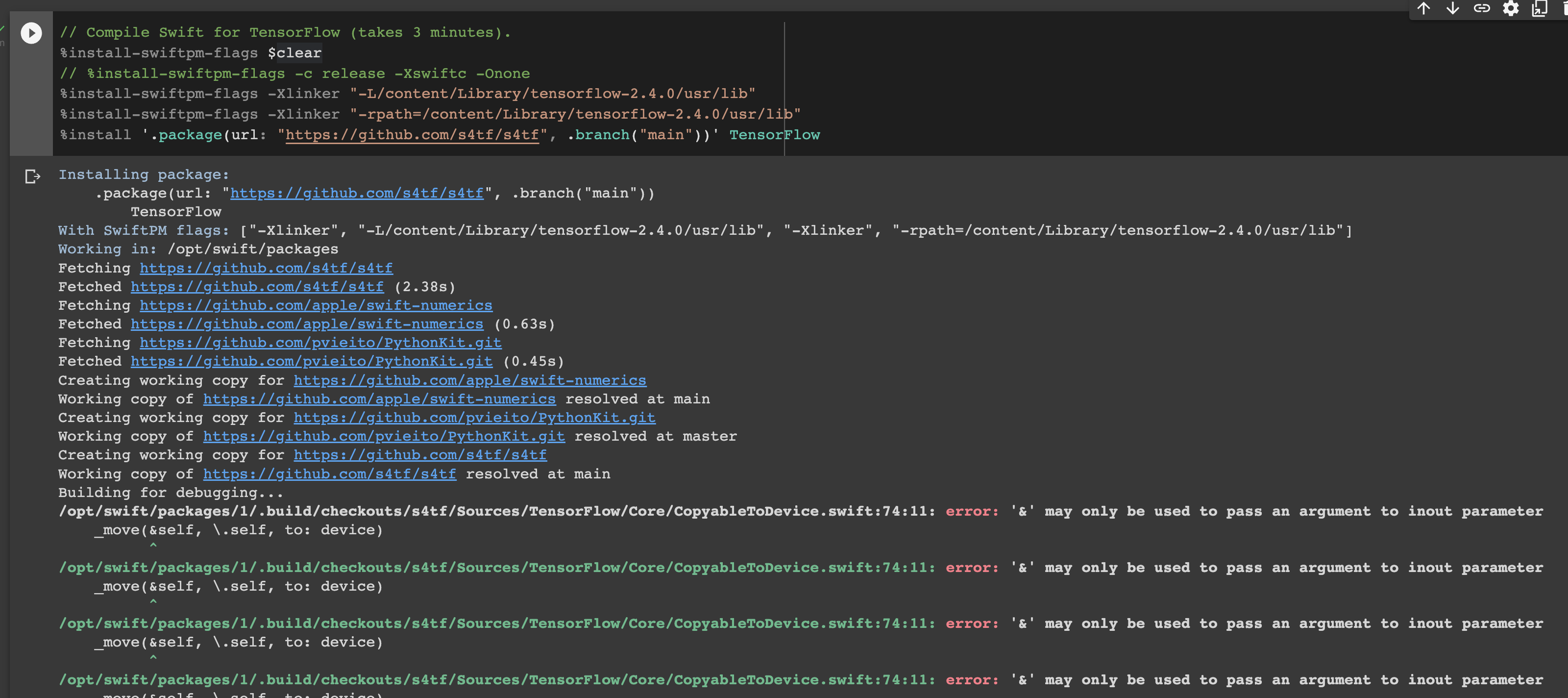 [Parse] Unexpected error diagnostic involving `inout` + missing ANSI escape sequence in ...