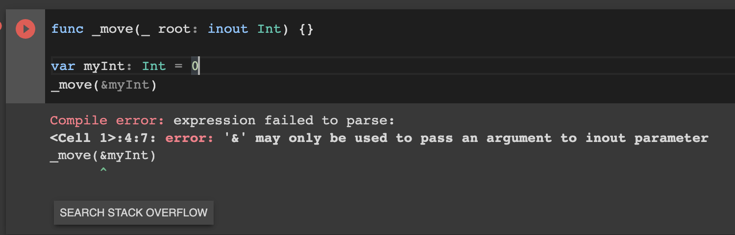 [Parse] Unexpected error diagnostic involving `inout` + missing ANSI escape sequence in ...