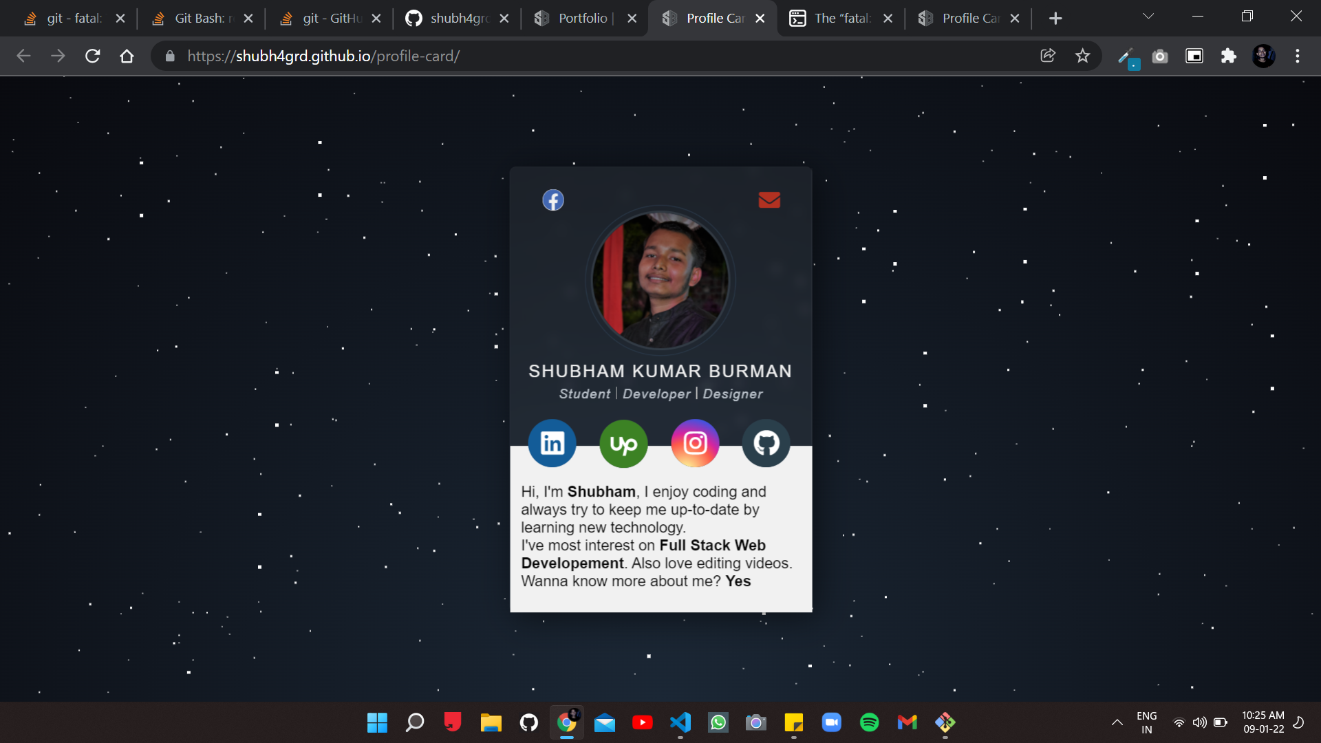 GitHub - shubh4grd/profile-card: Simple and attractive Profile card.