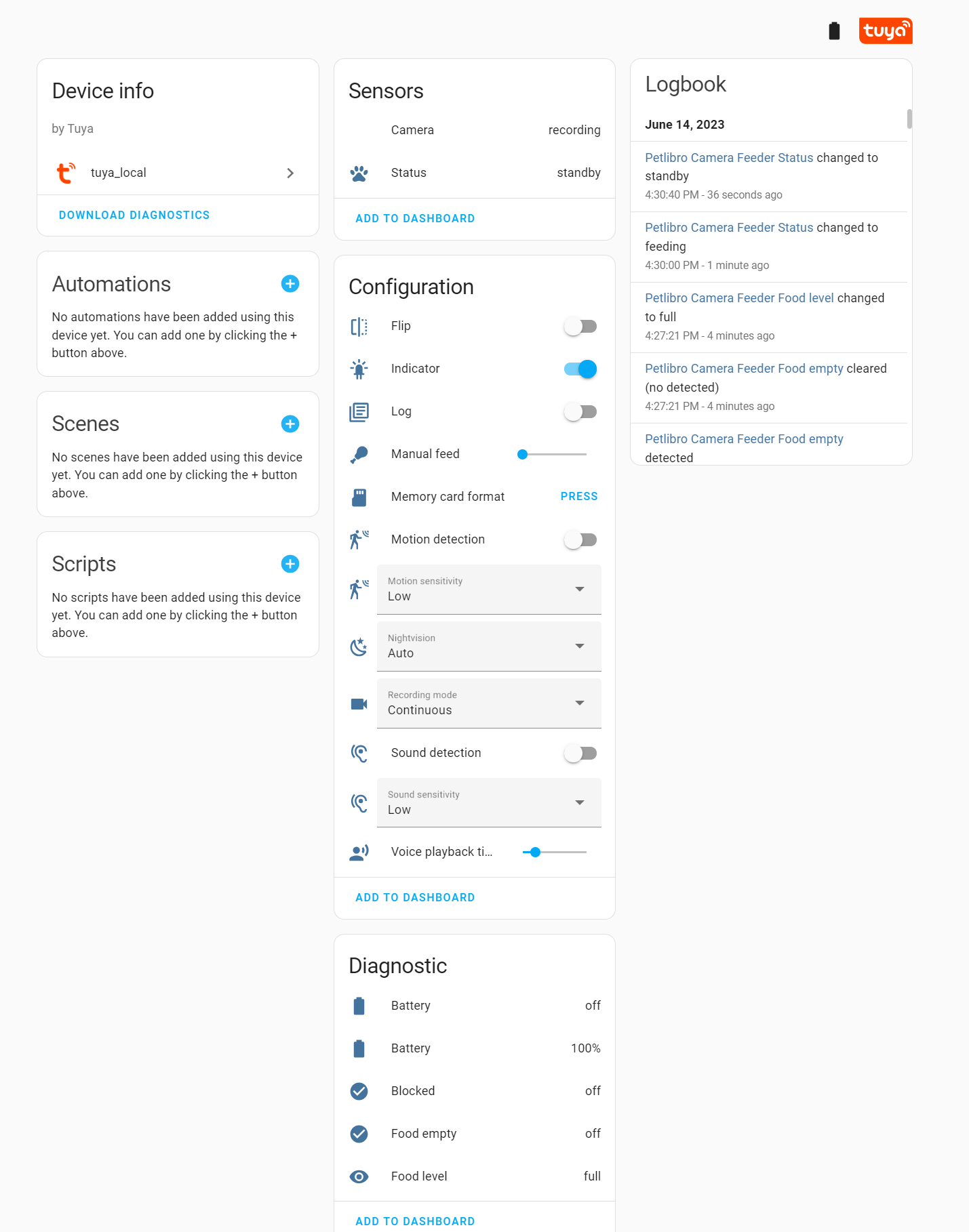 Request support for Petlibro feeder with camera · Issue #759 · make-all/tuya-local · GitHub