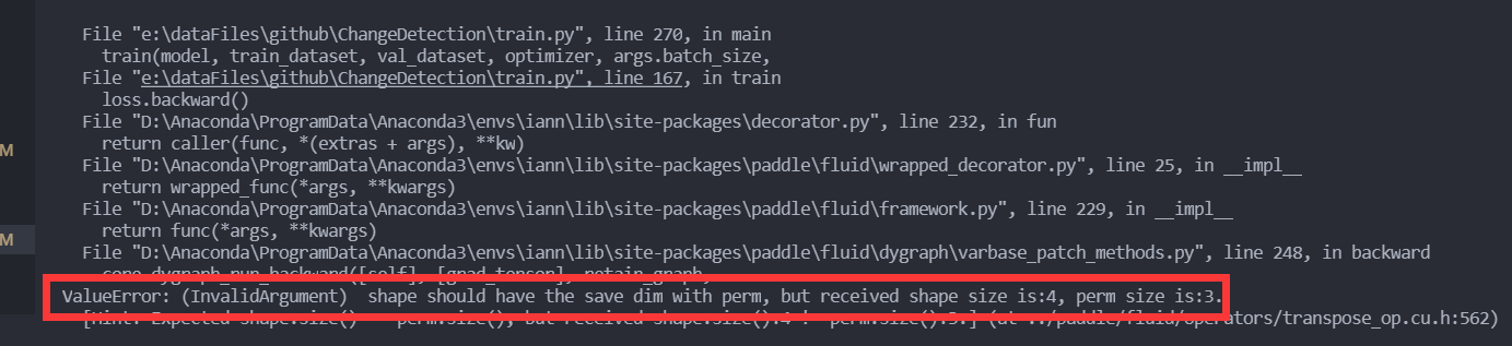 Valueerror Invalidargument Shape Should Have The Save Dim With Perm But Received Shape Size 