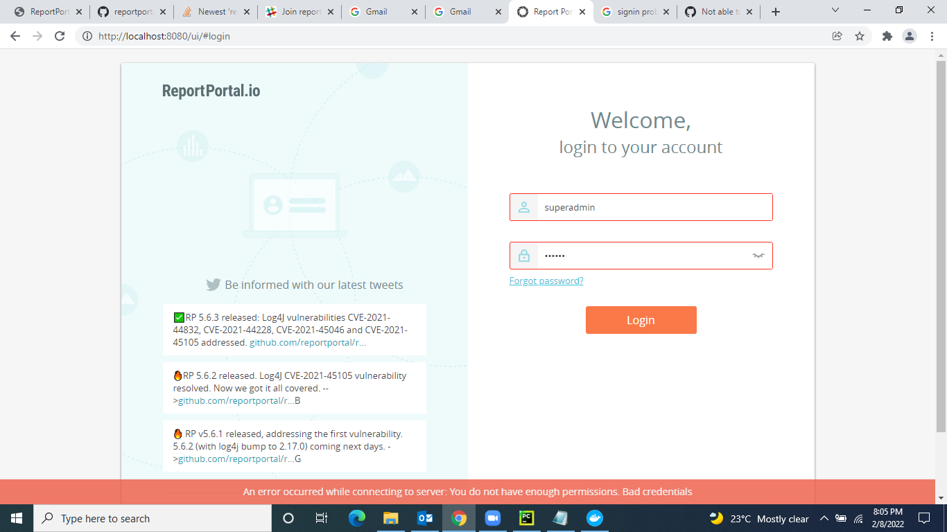Not able to login in reportPortal · Issue #943 · reportportal ...