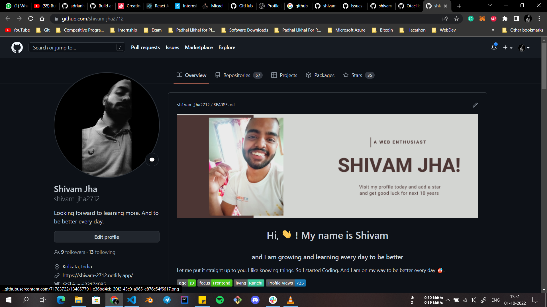 Shivam Jha · Issue #1412 · EddieHubCommunity/awesome-github-profiles · GitHub
