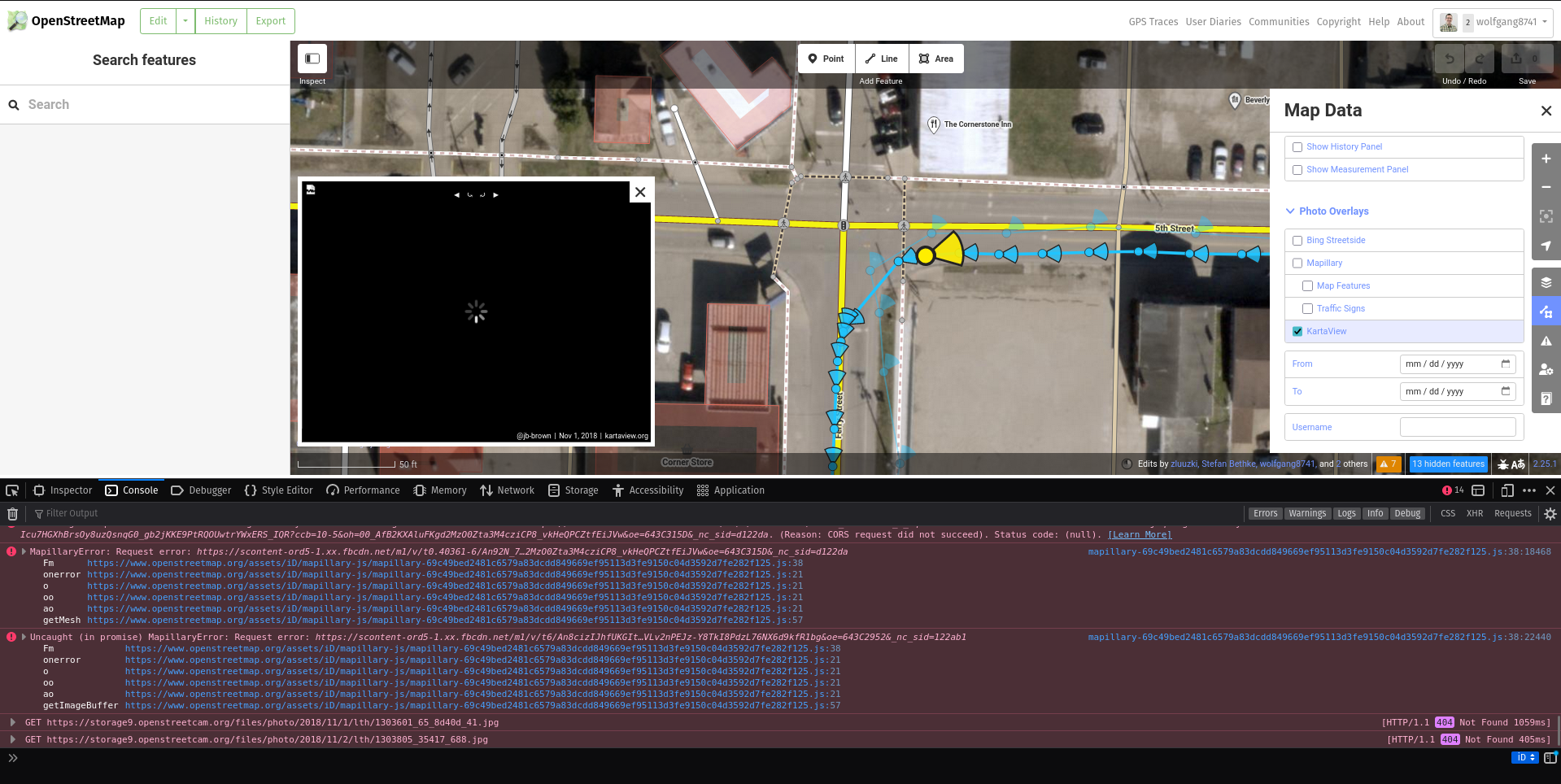 Streetlevel imagery Mapillary, Bing Streetview, and Kartaview failing to load · Issue #9550 ...