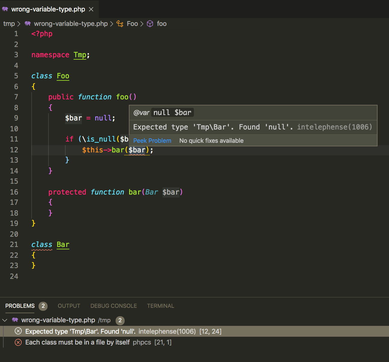 Wrong Variable Type for Comparison and Assignment · Issue #999 · bmewburn/vscode-intelephense ...