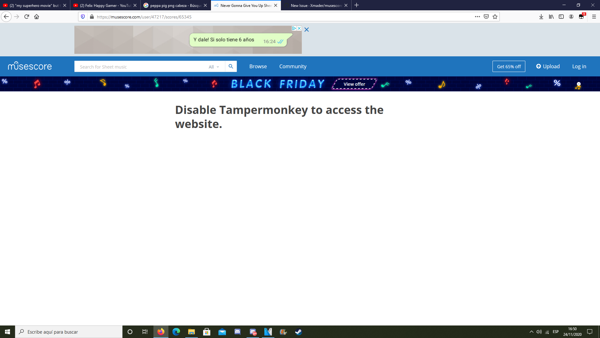 "Disable Tampermonkey to access this website" ??? · Issue #77 · Xmader/musescore-downloader · GitHub