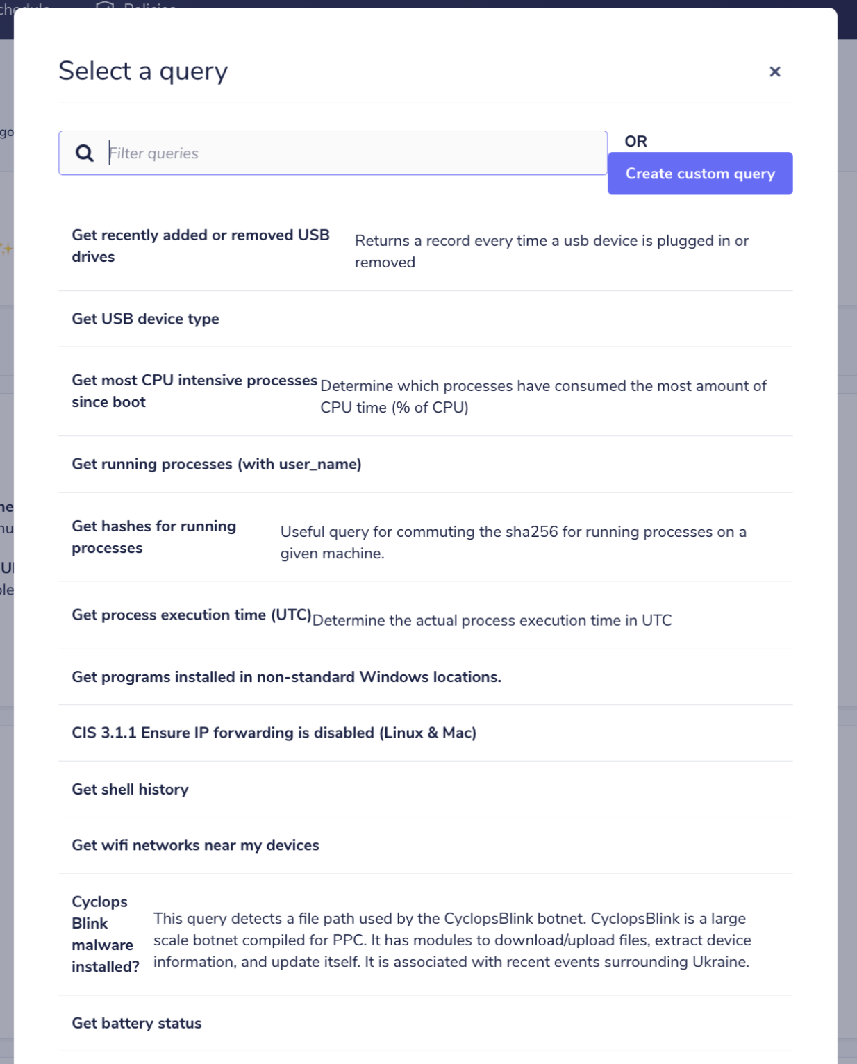 Fleet UI: Released styling bug in select a query modal · Issue #7757 · fleetdm/fleet · GitHub