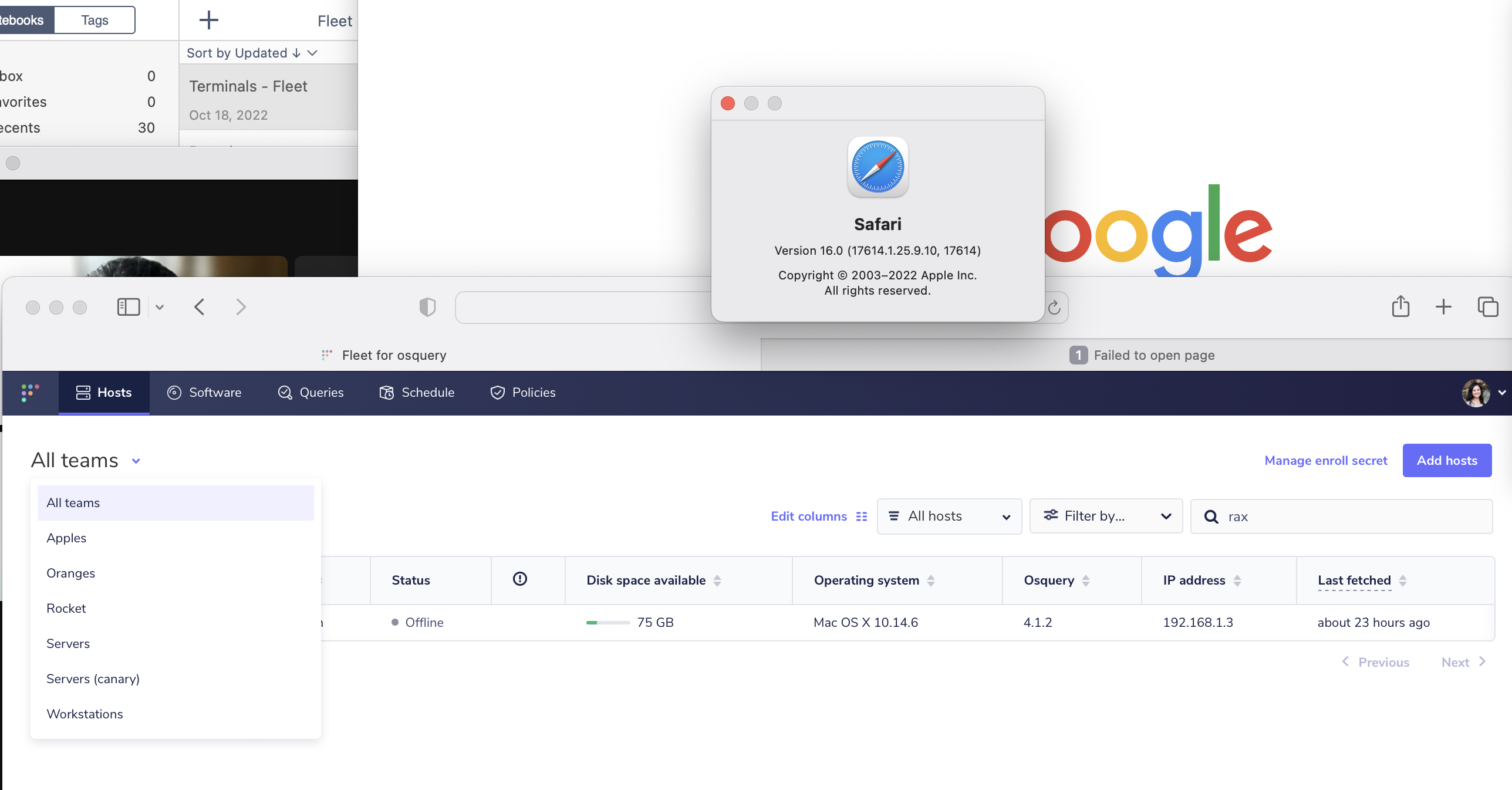 (Revisit when Safari 16.1 releases) Lower outline of manage host page ...