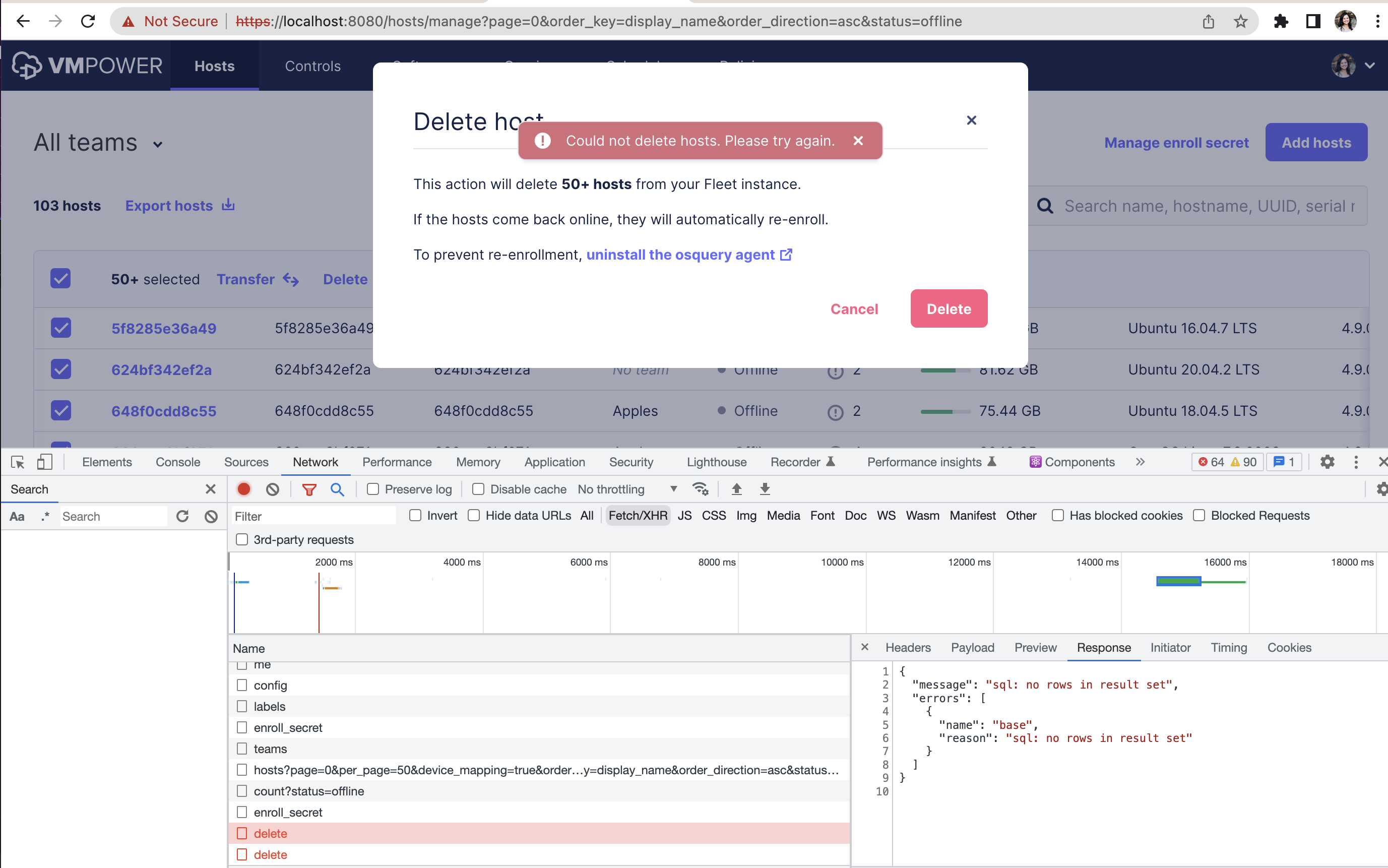 Fleet UI: Bug deleting multiple pages of hosts · Issue #11885 · fleetdm ...