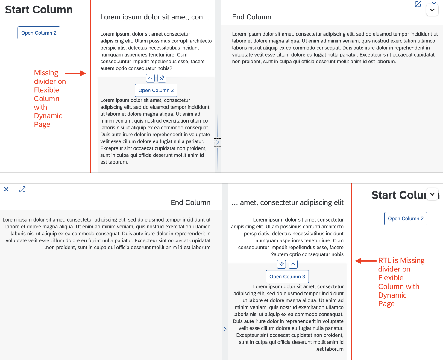 Bug: Flexible Column Layout with Dynamic Page is missing left divider when the right End Column ...
