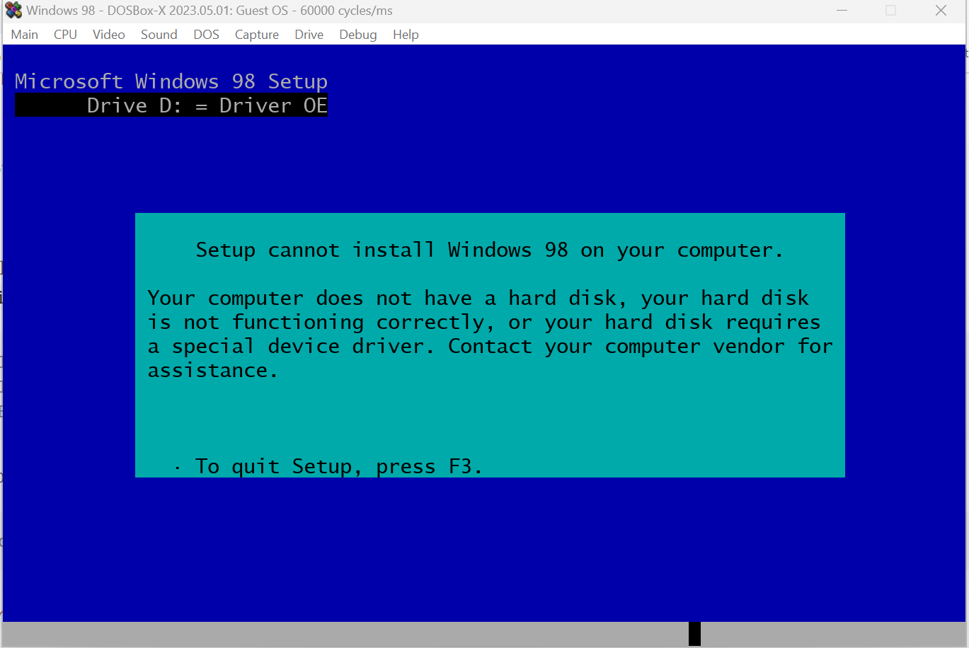 Installing Win98 · Issue #4328 · joncampbell123/dosbox-x · GitHub