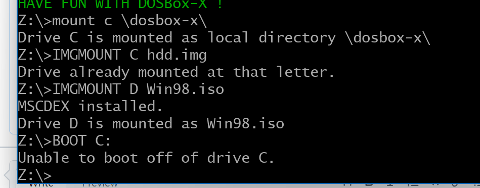 Installing Win98 · Issue #4328 · joncampbell123/dosbox-x · GitHub