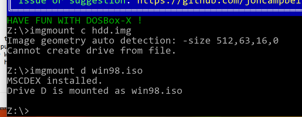 Installing Win98 · Issue #4328 · joncampbell123/dosbox-x · GitHub