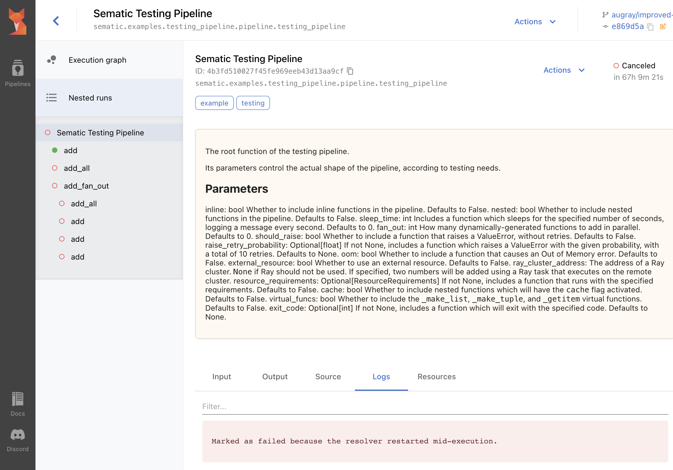 When The Resolver Pod Restarts Cancel All Active Runs · Issue 518 · Sematic Aisematic · Github