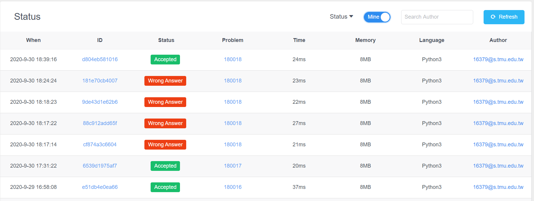 [General] Judge系統無法出現最新的status · Issue #103 · coding-coworking-club/basic-python-2020-fall · GitHub