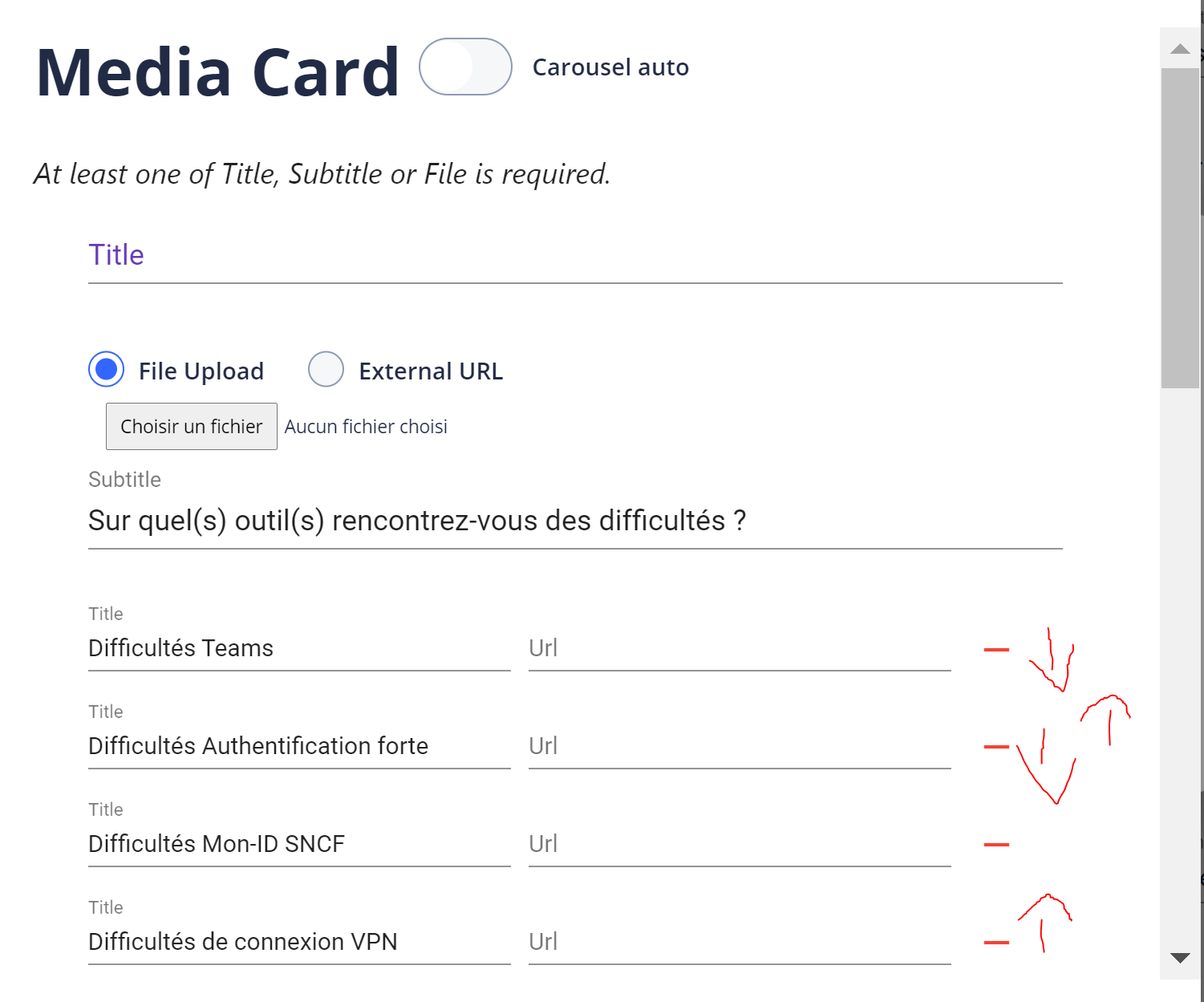 MediaCard : arrows up or down links · Issue #1296 · theopenconversationkit/tock · GitHub