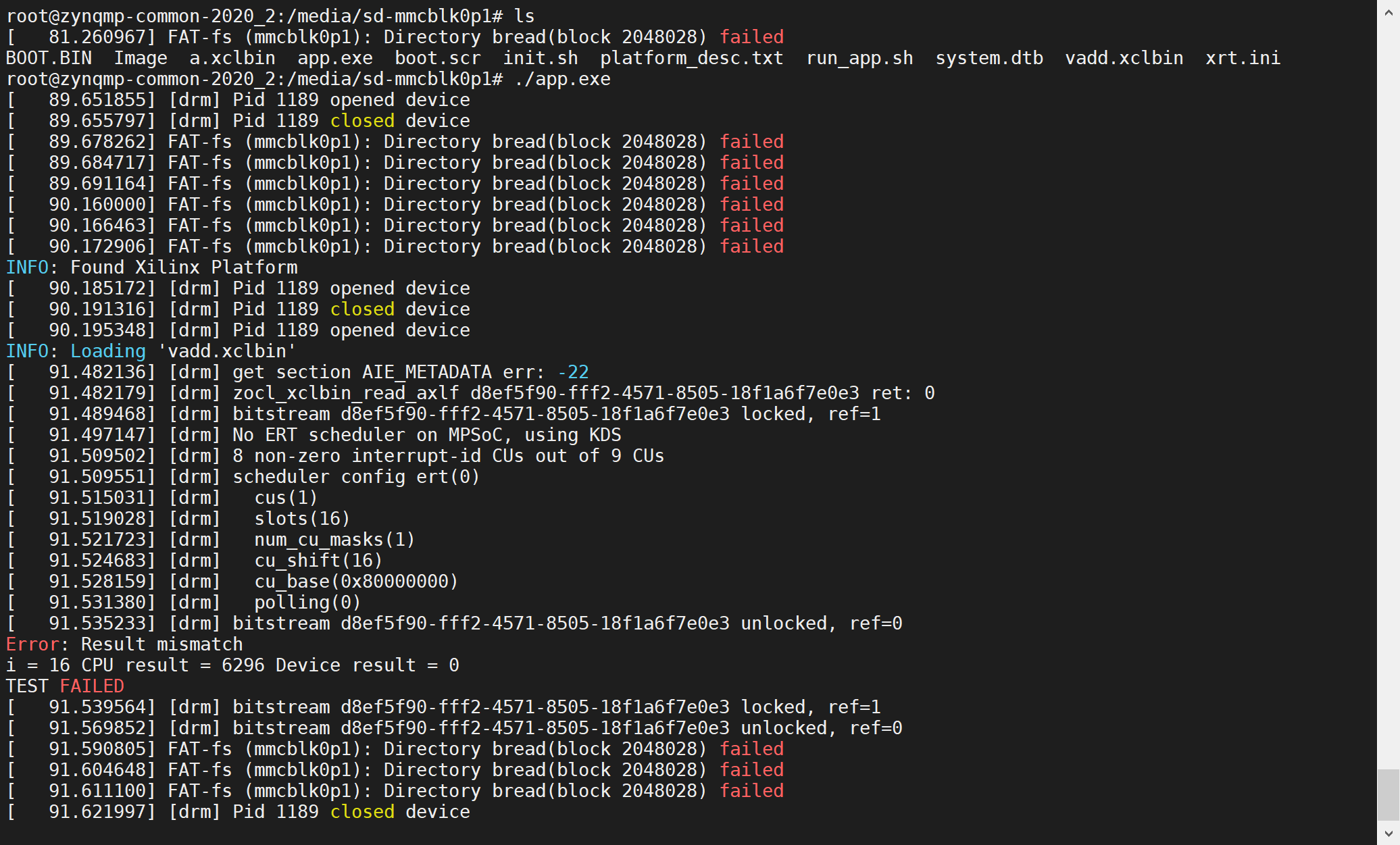 Getting Started Zcu102 Fat Fs Mmcblk0p1 Directory Bread Block 2048028 Failed · Issue 168