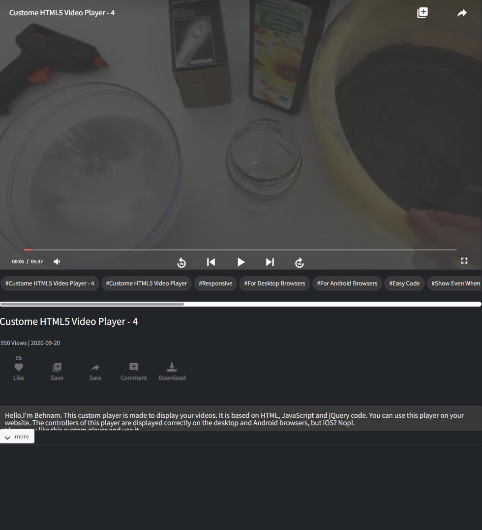 GitHub - bpasban/Custom-HTML5-Video-Player: Hello.I'm Behnam. This ...