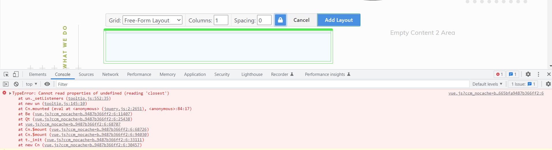 Adding Layout Throws Error In Console Cannot Read Properties Of Undefined Reading Closest