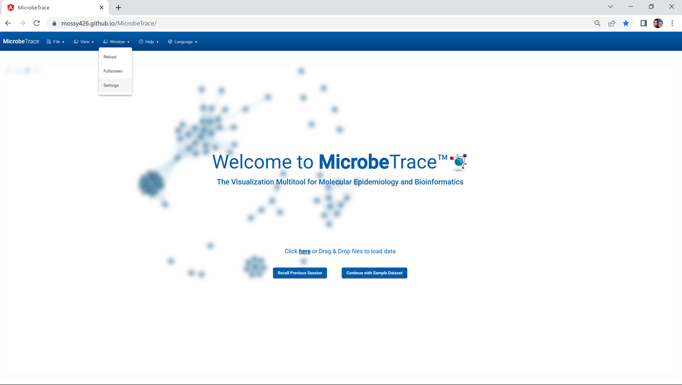 ANGULAR: Need a Global Settings Menu in the main menu · Issue #595 · CDCgov/MicrobeTrace · GitHub