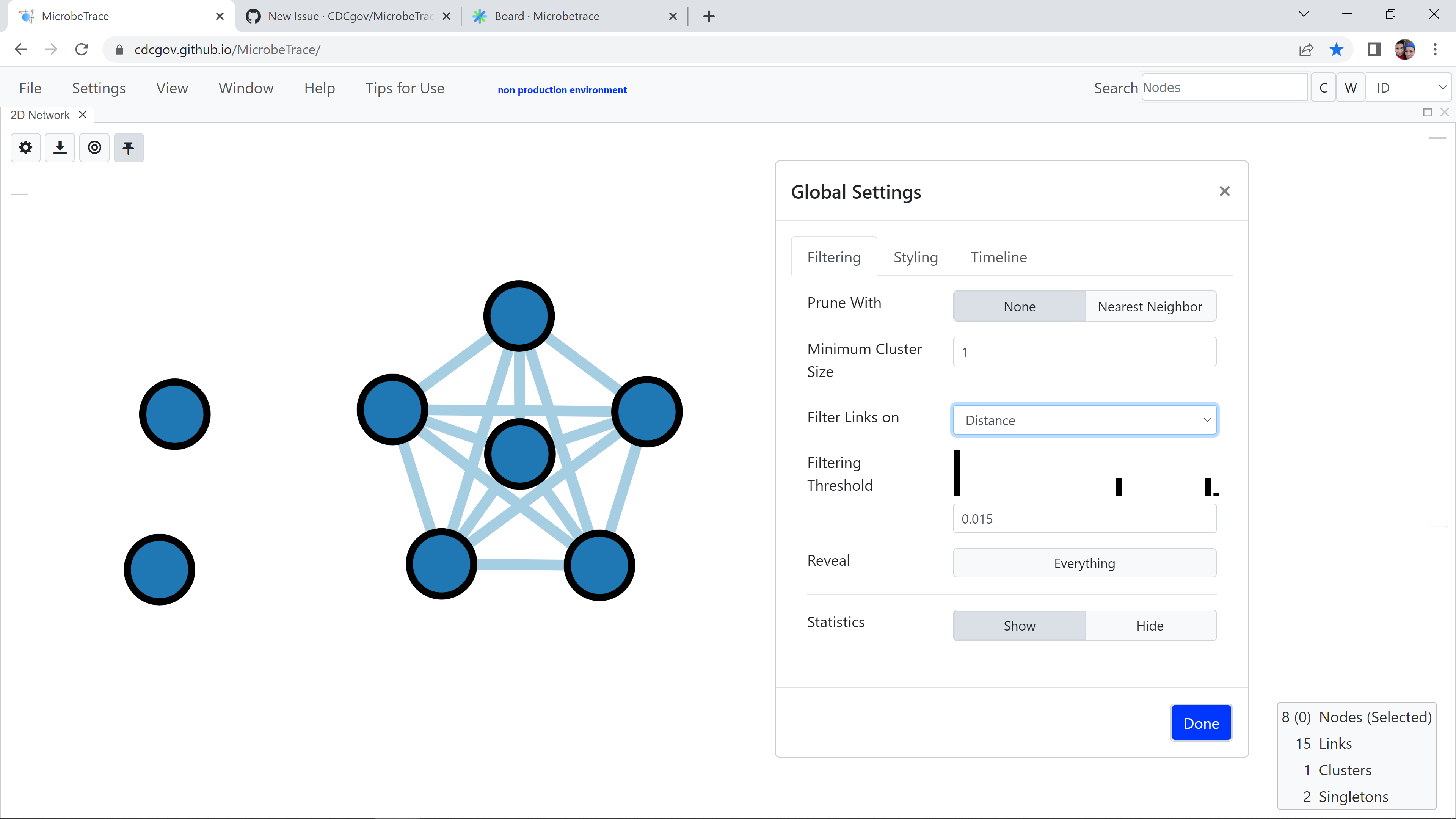 DEV/PROD: Genetic distance value doesn't update when clicking on filtering threshold bars ...
