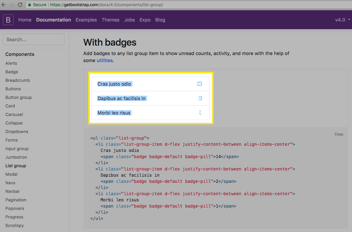 List Group Badges Bug · Issue #24171 · twbs/bootstrap · GitHub