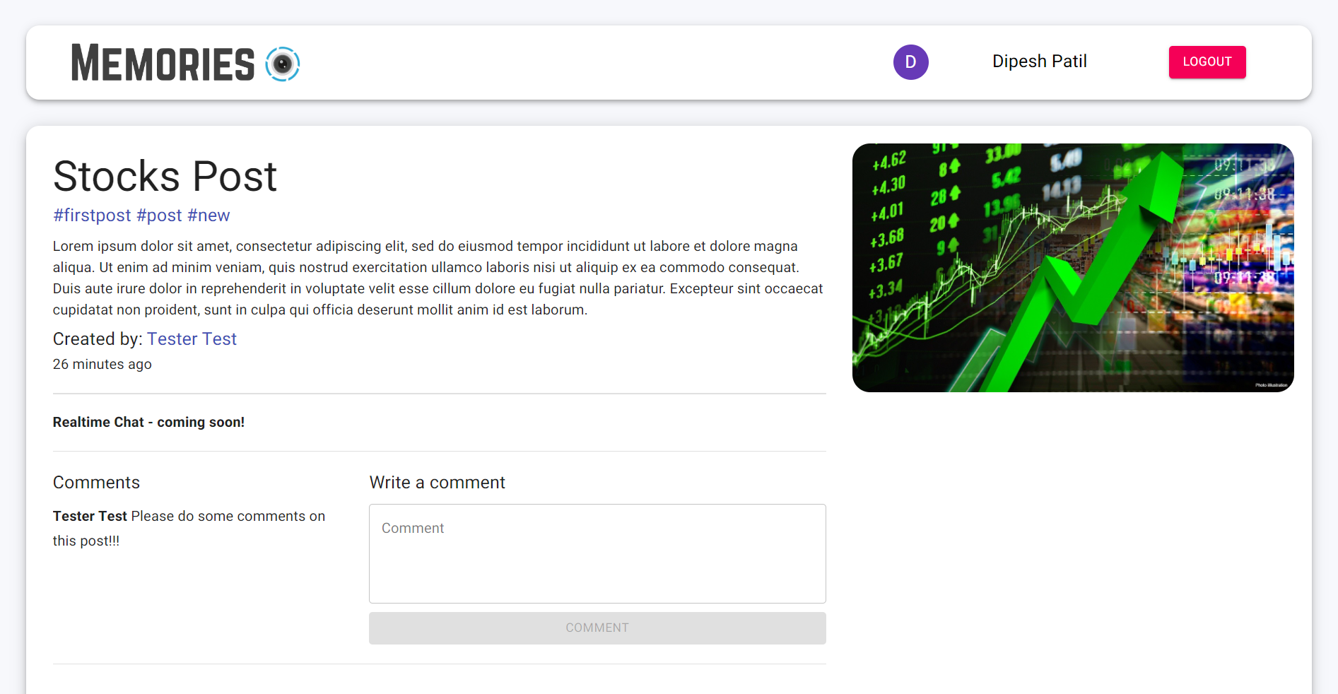 GitHub - Dipesh107/Memories-frontend: Frontend code for memories social media app.