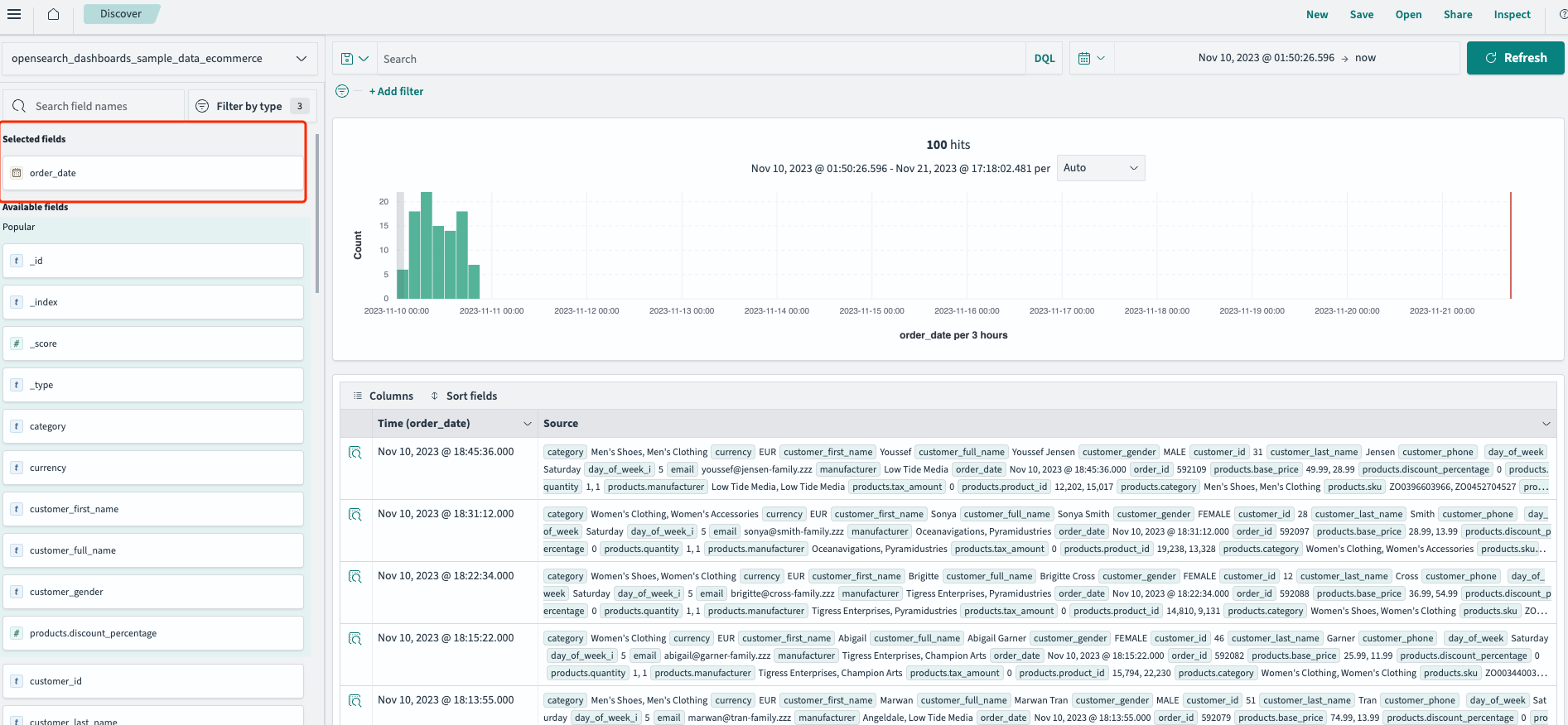 Bug Disocver Timefield Of An Indexpattern Would Get Added To Selected Field In The Side Nav 