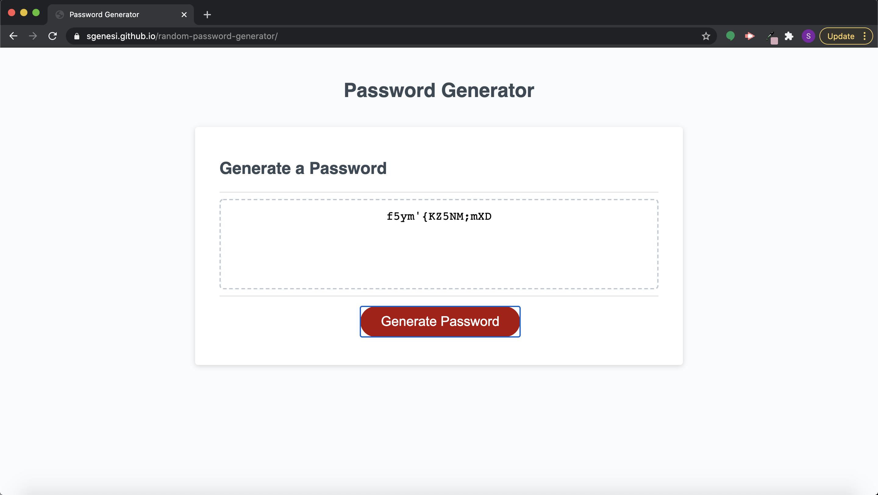 GitHub - sgenesi/random-password-generator