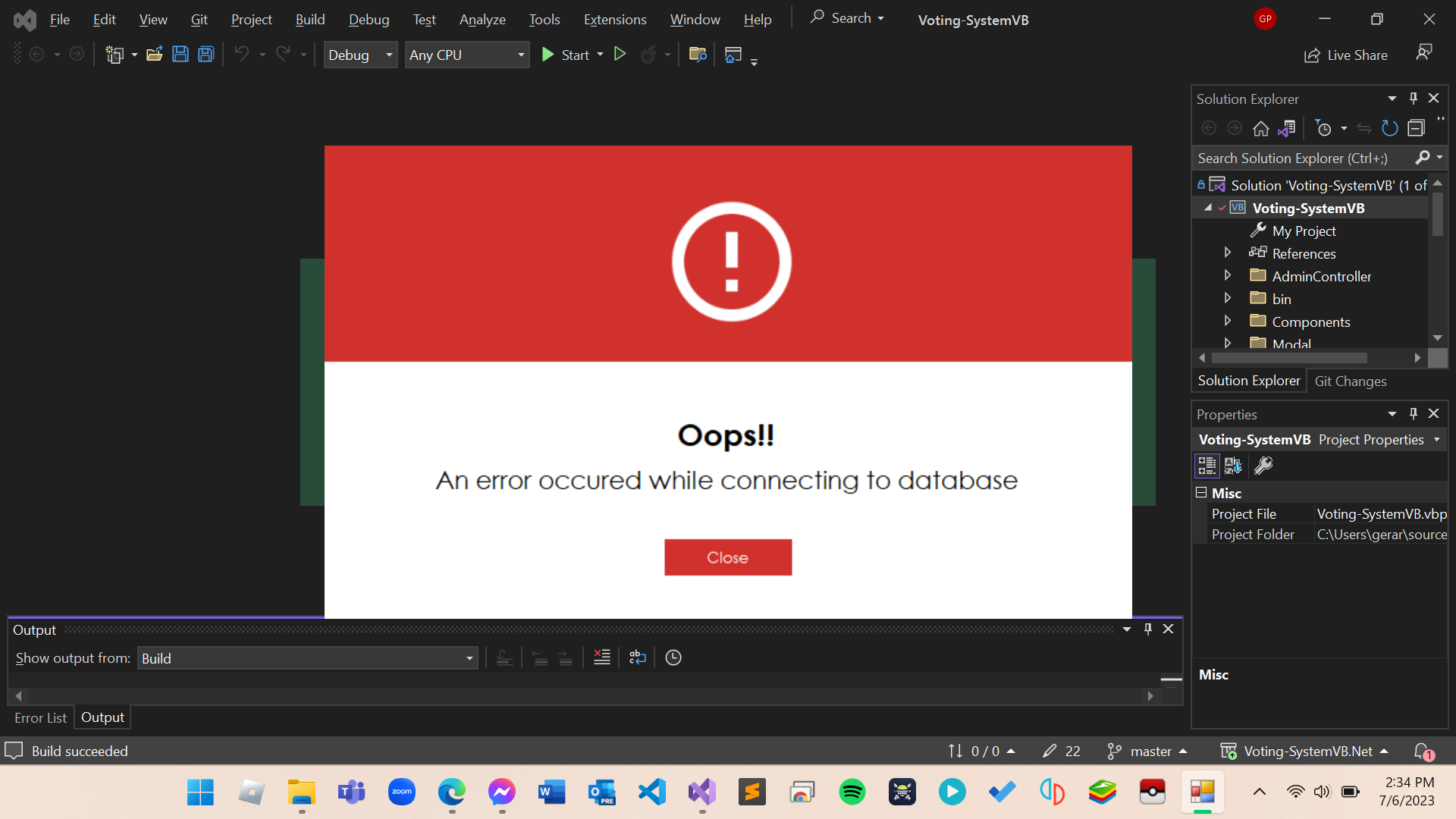 Error While Connecting To Database · Issue 4 · Lenard123 Voting Systemvb · Github