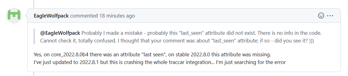 Traccar integration: no "last_seen" attribute is available · Issue #76167 · home-assistant/core ...