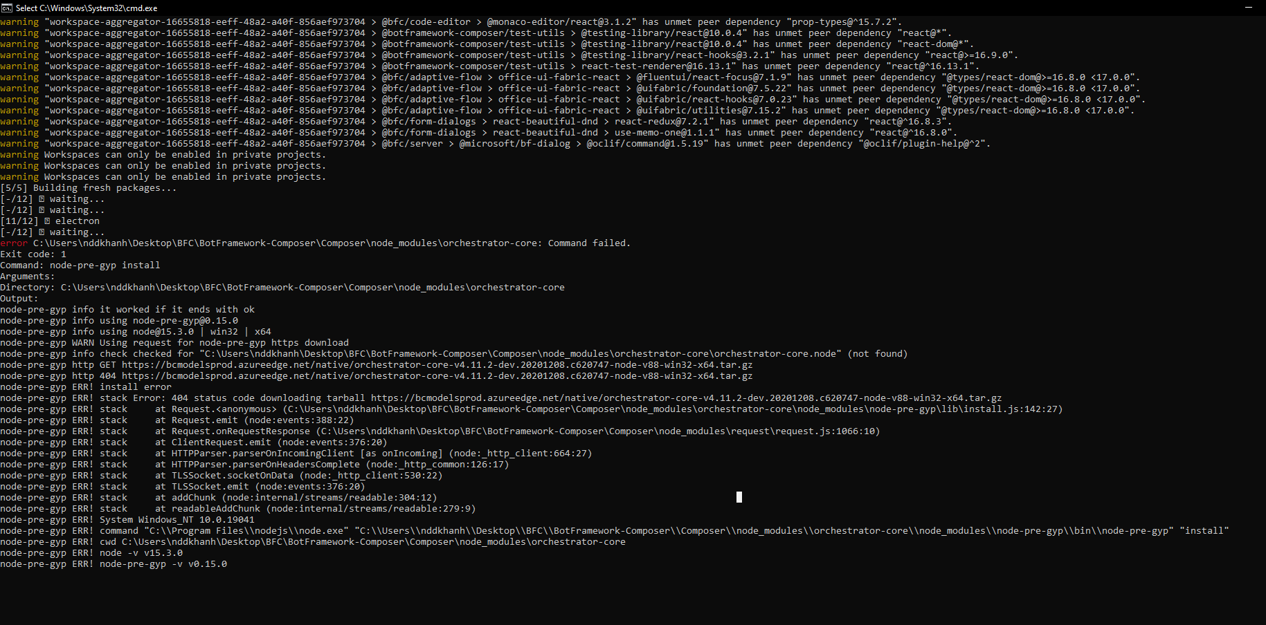 Cannot Build Composer From Source · Issue 5435 · Microsoftbotframework Composer · Github
