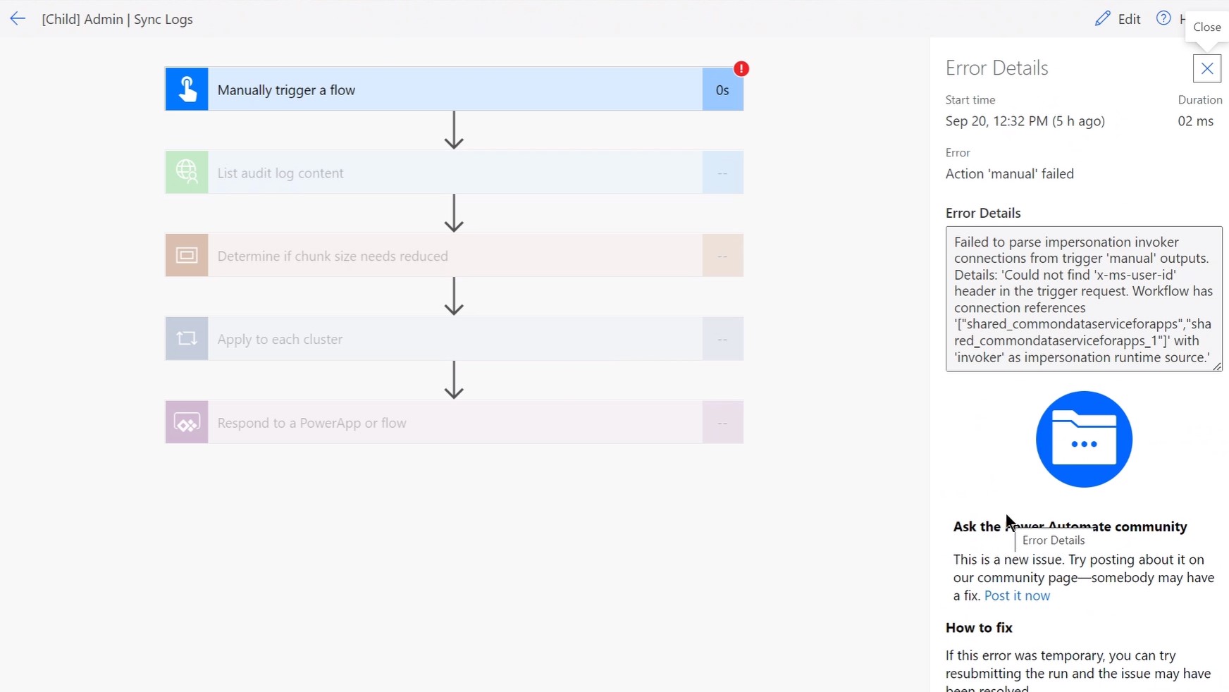 [CoE Starter Kit - BUG] [Child] Admin | Sync Logs > Run only users for Dataverse cannot be set ...