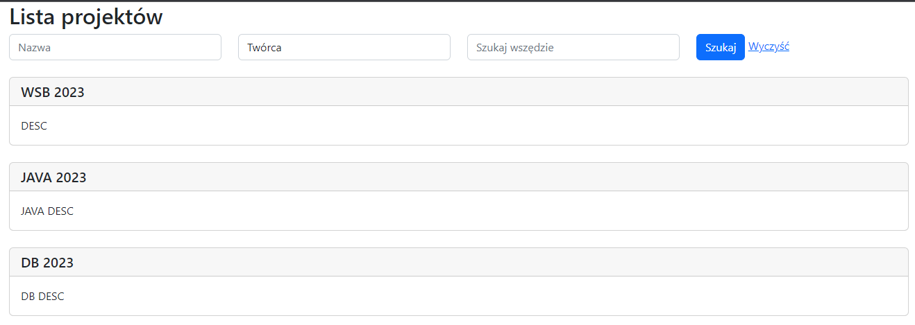 Przygotowanie listy projektów · Issue #2 · logintegra/wsb-bugtracker-2022 · GitHub