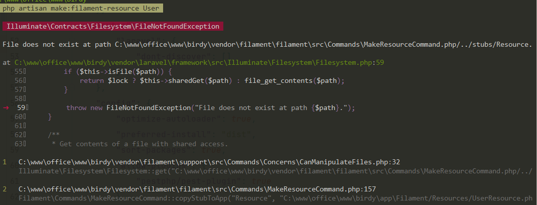FileNotFoundException on resource creation · Issue #3912 · filamentphp/filament · GitHub