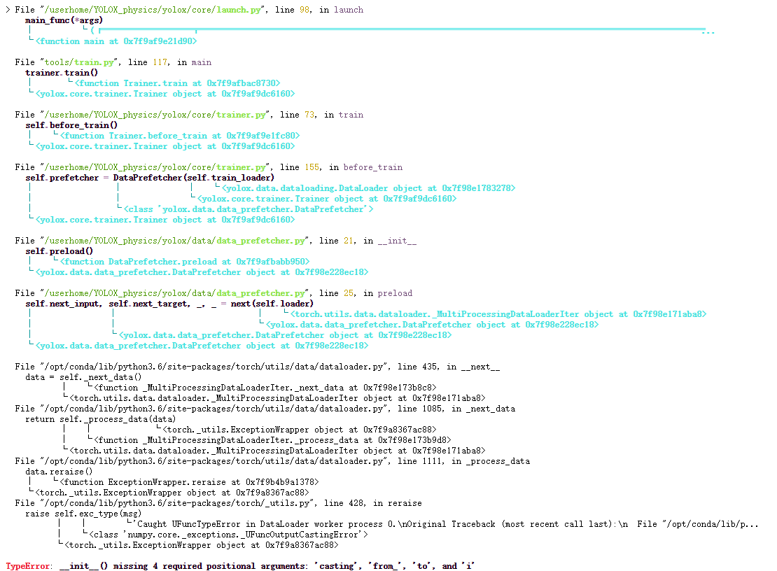 TypeError: __init__() missing 4 required positional arguments: 'casting', 'from_', 'to', and 'i ...