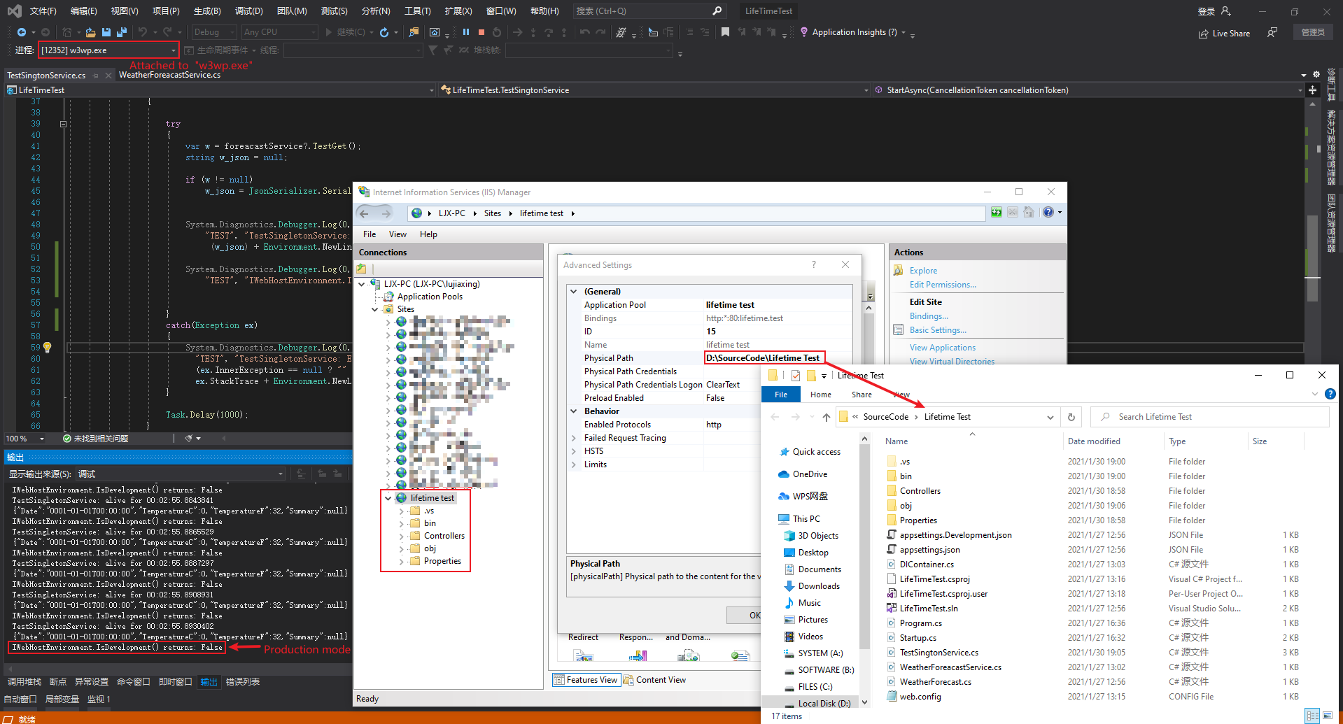 Service Provider Has Inconsistent Behavior In Case Of Run By Kestrel And Host In Iis Process