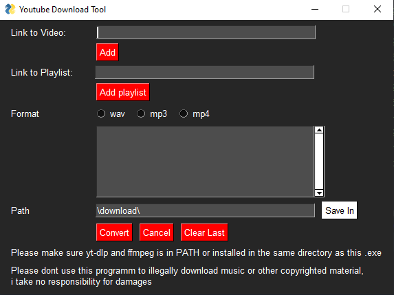 GitHub - FrancescoCode1/YT_GUI_Downloader: GUI frontend for yt-dlp.