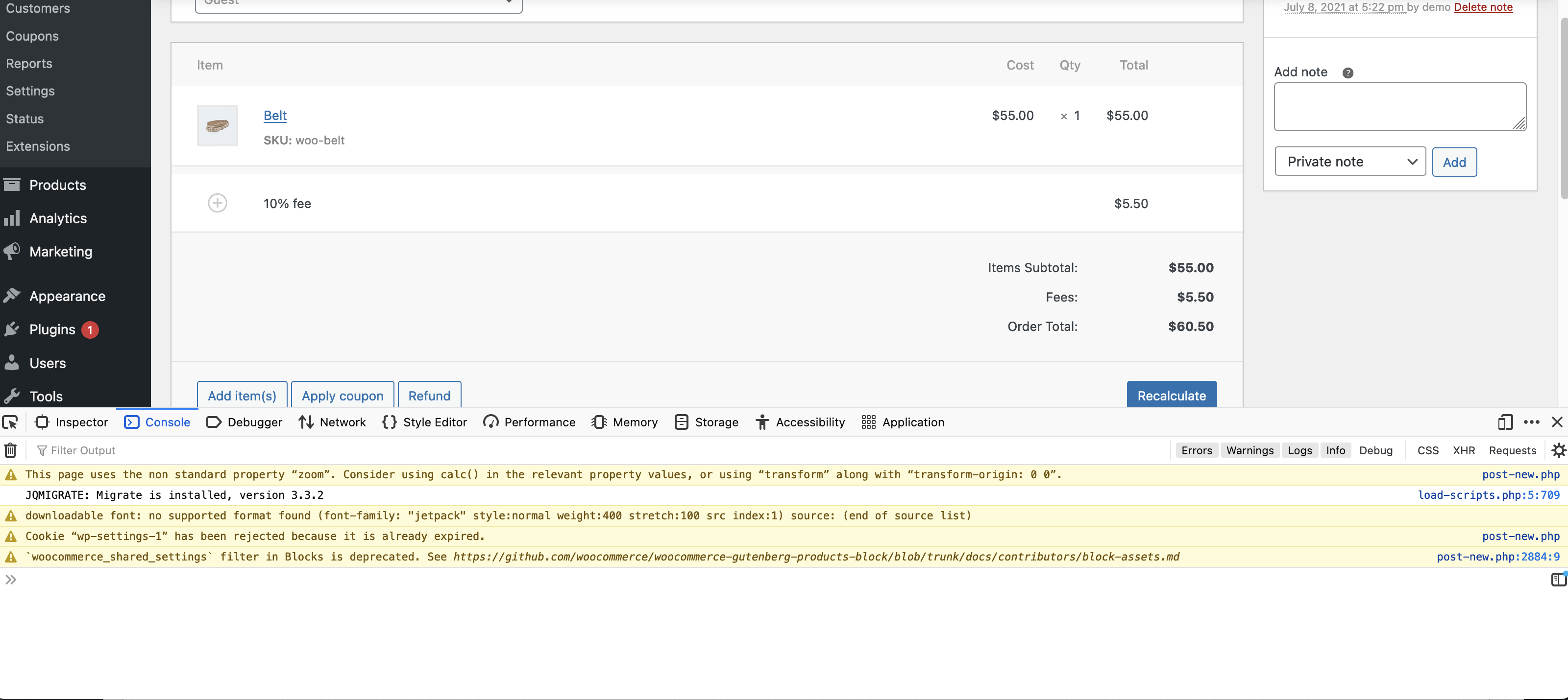 [GlobalStep] PHP error in Ajax response is triggered after adding "Fee" in percentage to manual ...