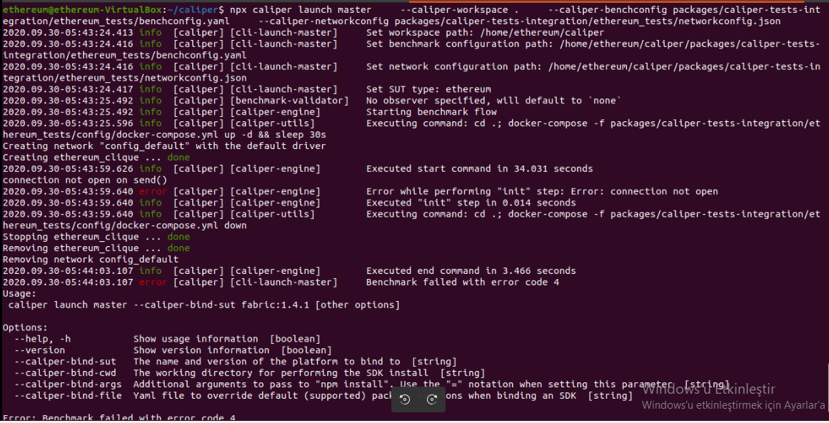 Error While Integration With Ethereum · Issue 1024 · Hyperledger Caliper Caliper · Github