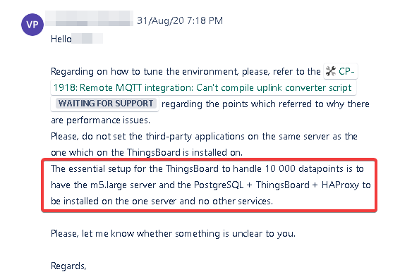 [Question] What hardware requirement does TB need for 10 datapoints per second without any data ...