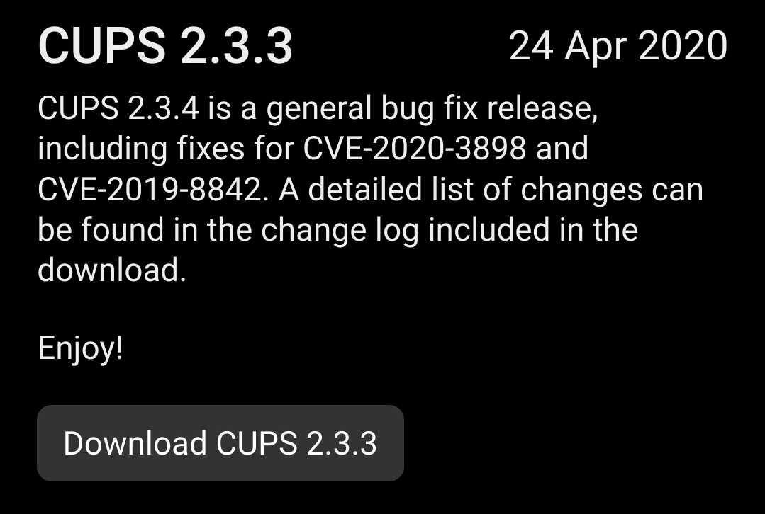 2.3.3 or 2.3.4? · Issue #5900 · apple/cups · GitHub