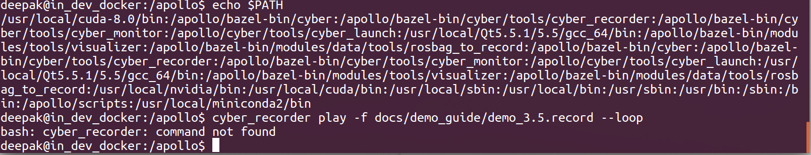 cyber_recorder: command not found · Issue #6764 · ApolloAuto/apollo · GitHub